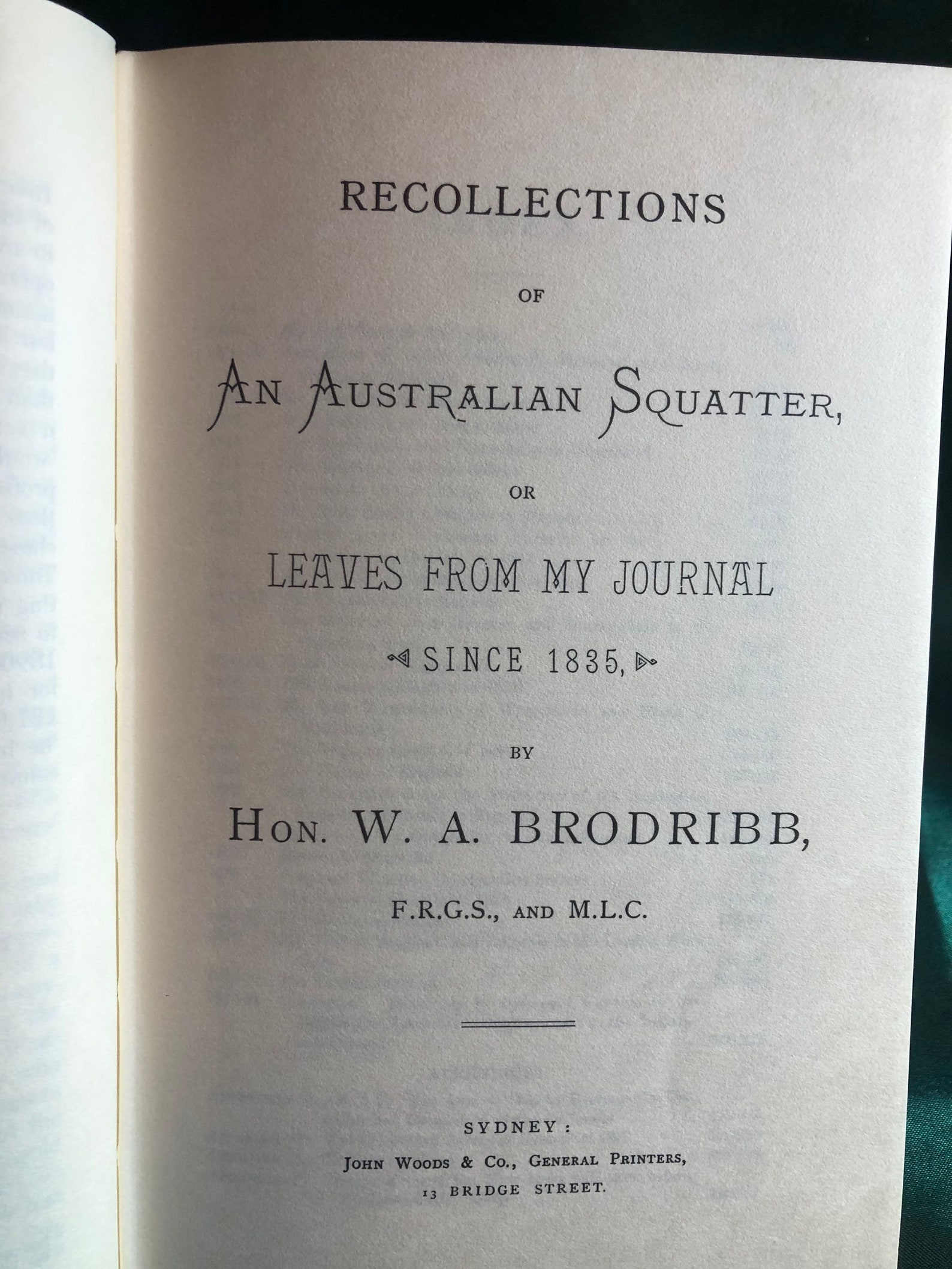 Recollections of an Australian Squatter 1835-1883, A Book by W. A ...