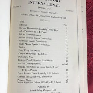 Postal History International, Vols 1 & 2, Being Complete Year Sets for ...