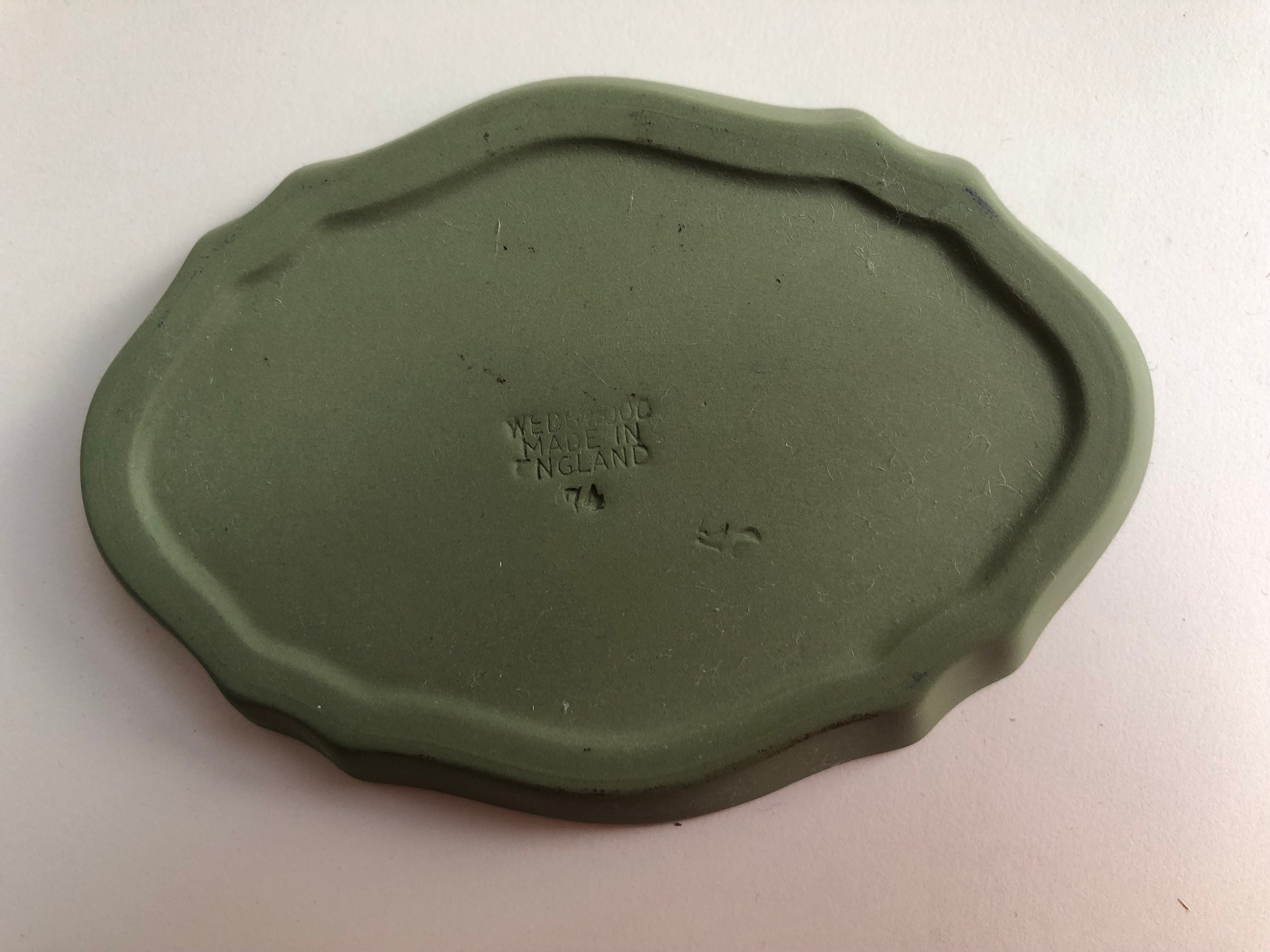 Wedgwood Jasperware Pin Dish, Sage Green Oval Trinket Dish, Cherubs at ...