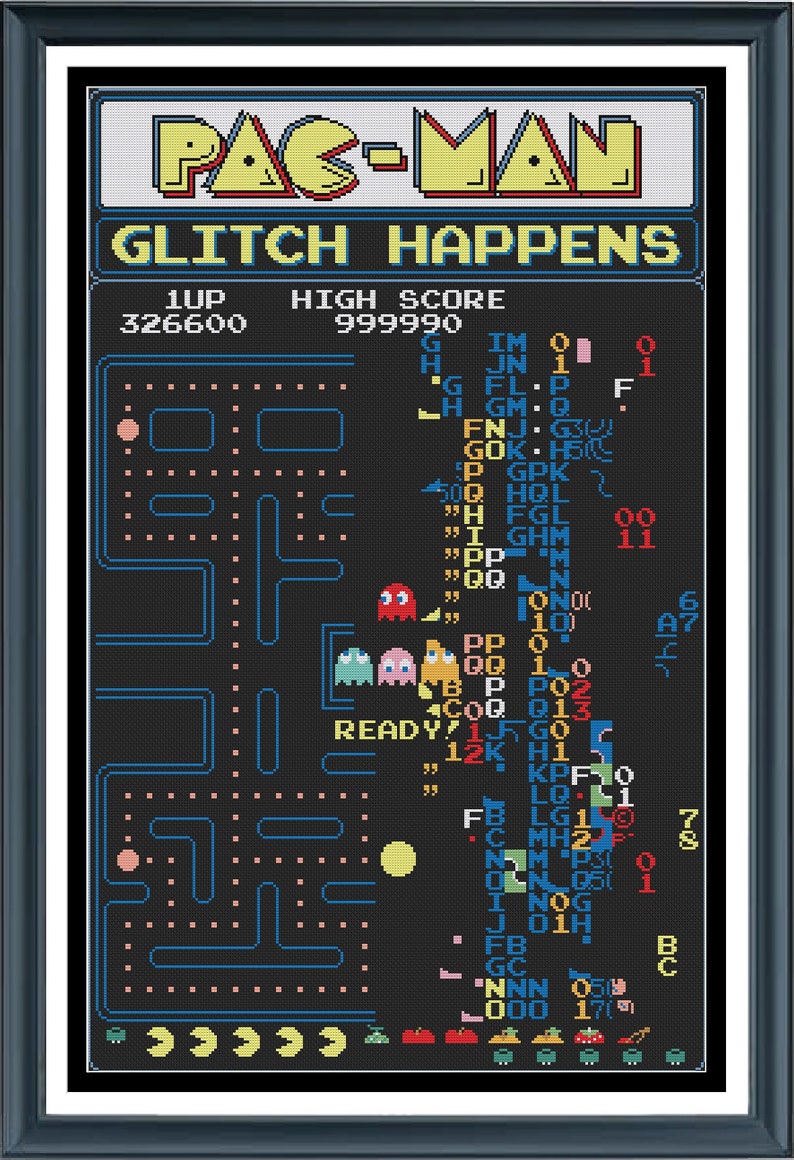 Pac-man - Glitch Happens - Retro Arcade Game Cross Stitch - Modern ...