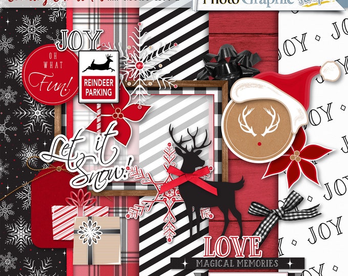 Christmas Clip Art, Christmas Digital Scrapbook Kit, Digital Paper ...