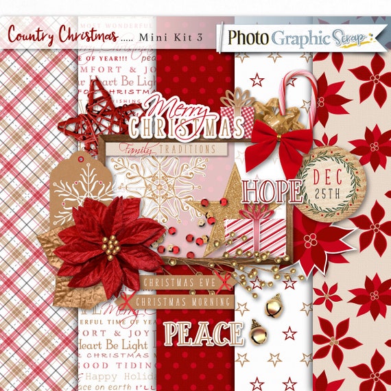 Christmas Digital Scrapbook Mini Kit Christmas Scrapbook - Etsy