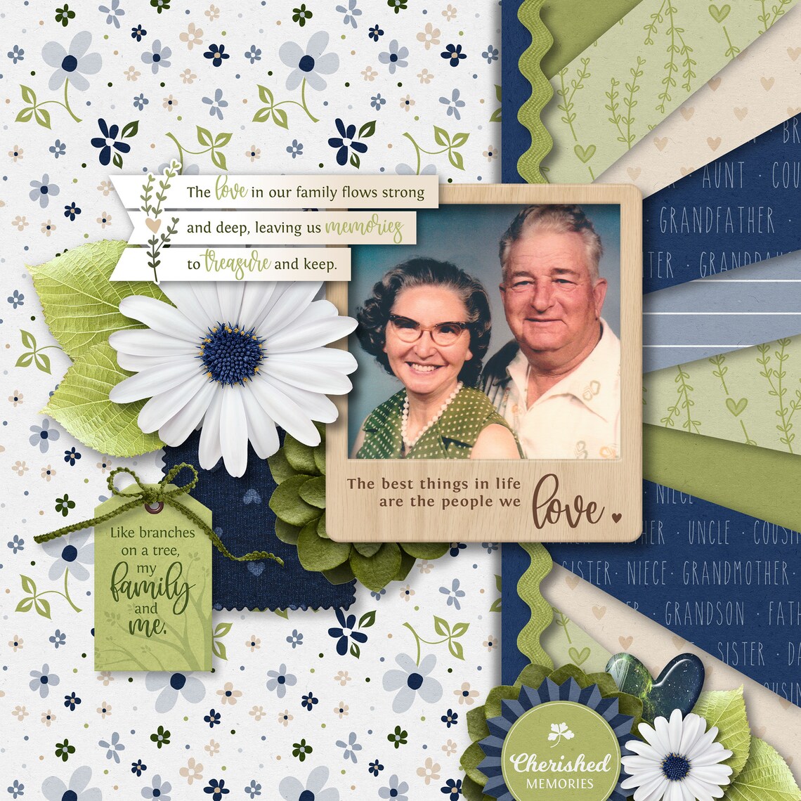 Family Tree Digital Scrapbook Mini Kit, Scrapbook Elements, Digital ...