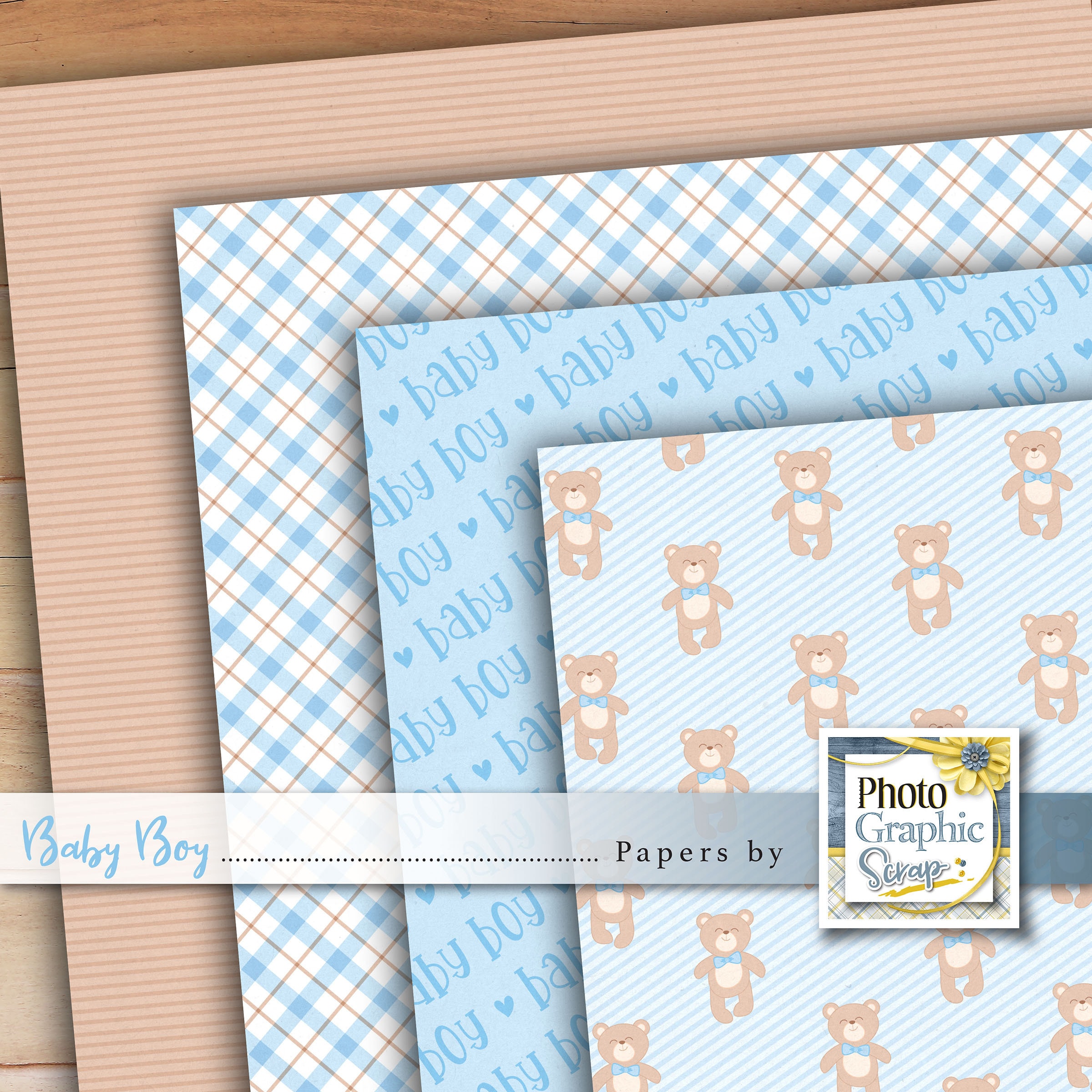 Baby Boy Digital Scrapbook Papers, Printable Papers, Pattern Papers. - Etsy