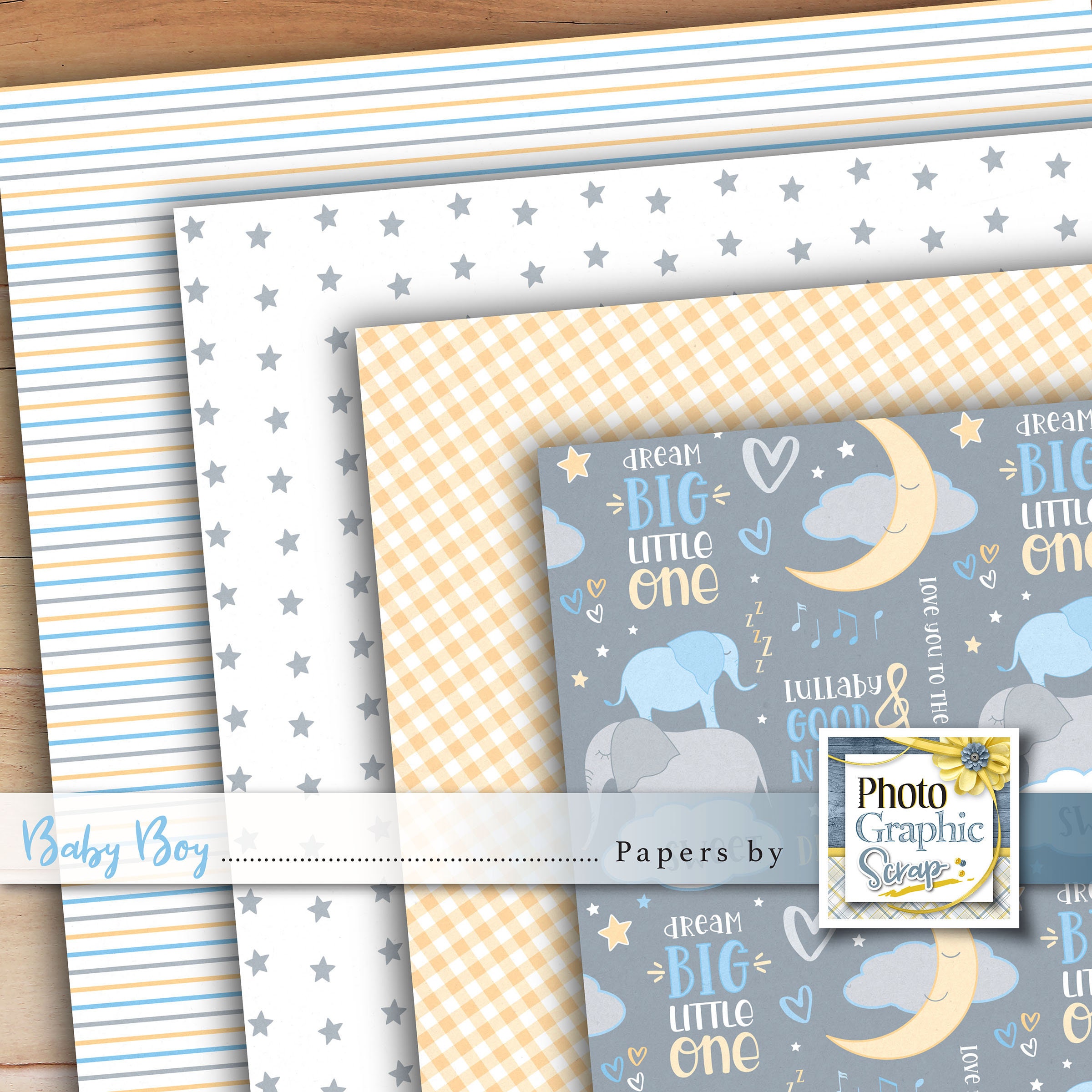 Baby Boy Digital Scrapbook Papers Printable Papers Pattern - Etsy