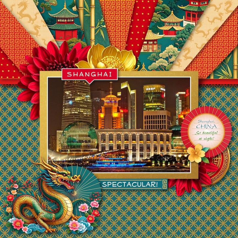 China Travel Scrapbook Kit, Digital Clipart, Scrapbook Elements - Etsy