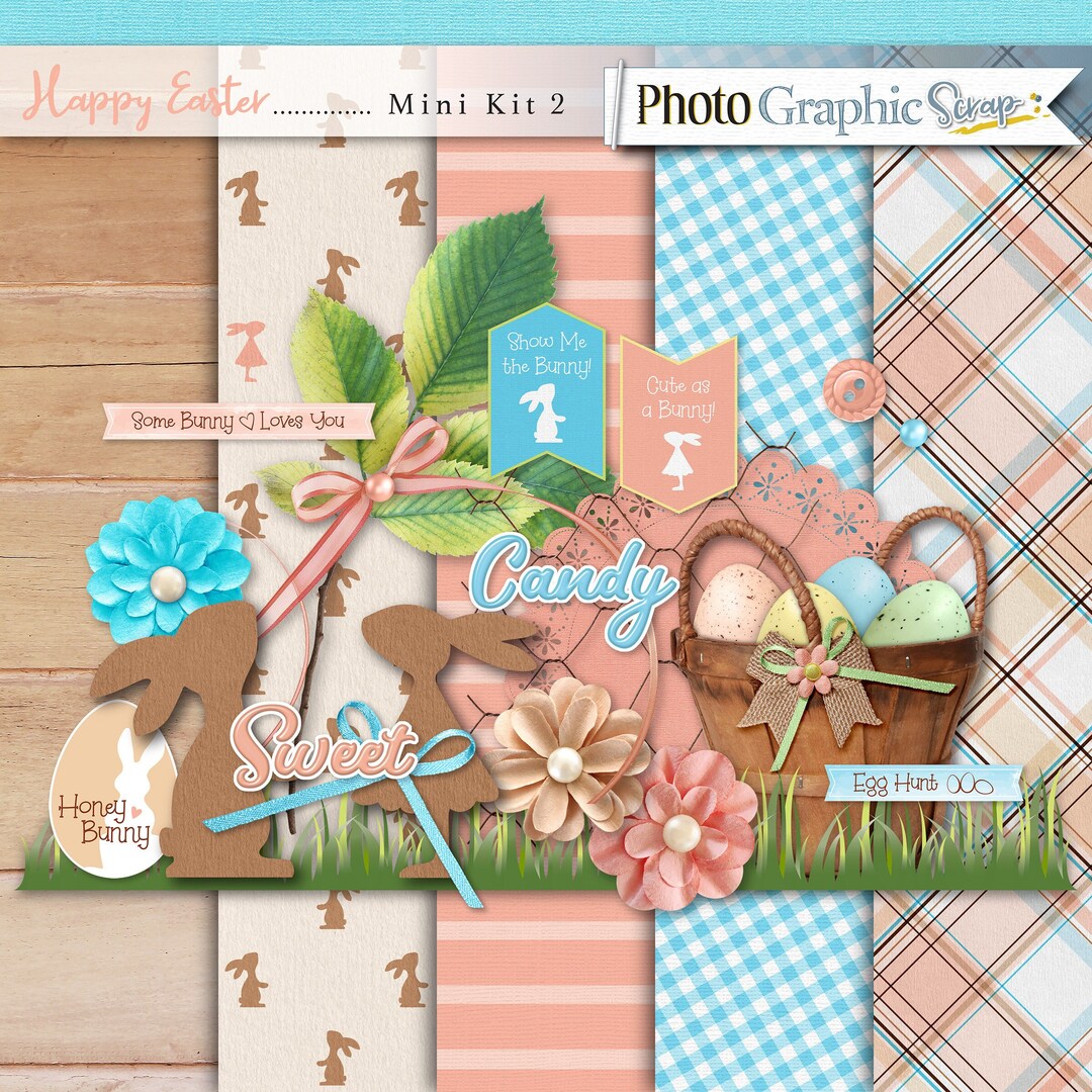 Easter Digital Scrapbook Mini Kit, Easter Scrapbook Elements, Easter ...