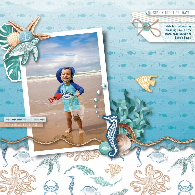 Nautical Digital Scrapbook Elements, Beach Clip Art. - Etsy