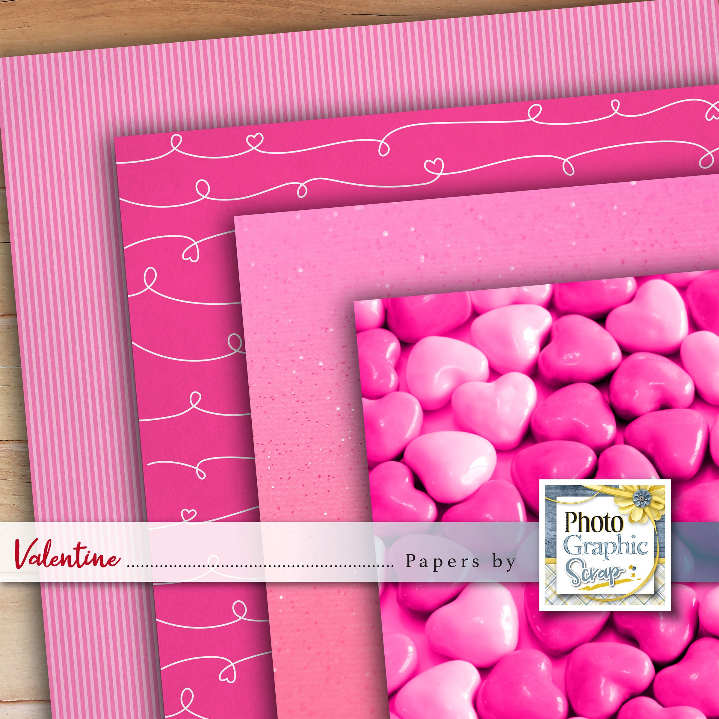 Valentine Digital Scrapbook Papers, Printable Papers, Pattern Papers ...