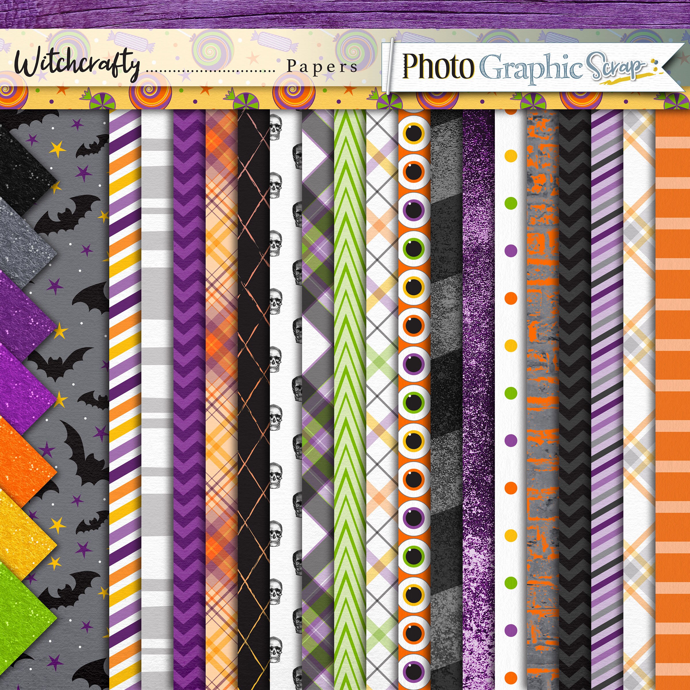 Halloween Digital Scrapbook Papers, Printable Papers, Pattern Papers ...