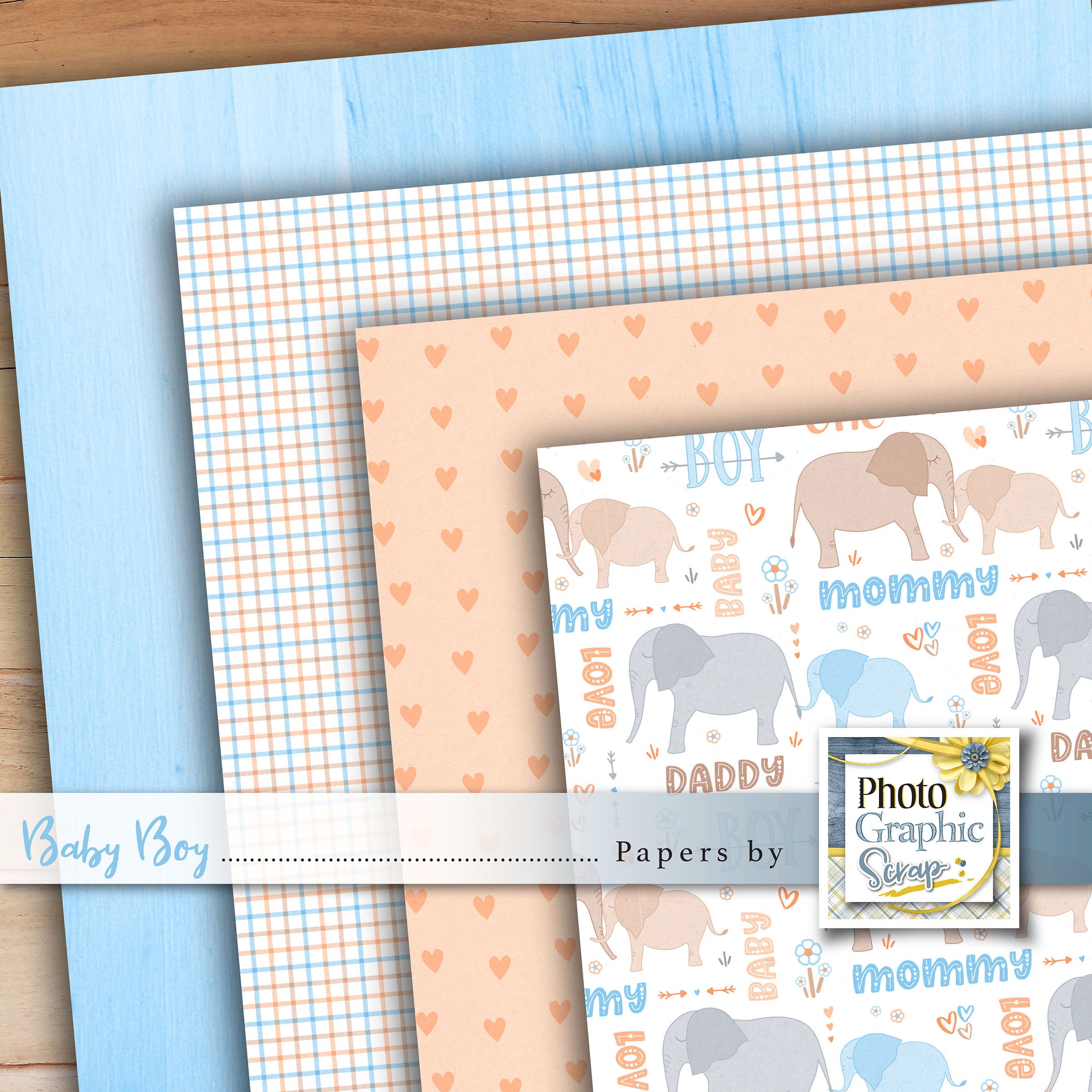 Baby Boy Digital Scrapbook Papers Printable Papers Pattern - Etsy