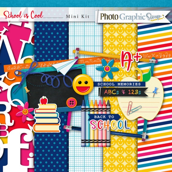 School Digital Scrapbook Mini Kit School Scrapbook Elements - Etsy
