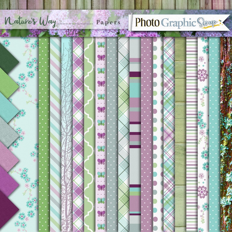 Nature Digital Scrapbook Papers, Printable Papers, Pattern Papers. - Etsy