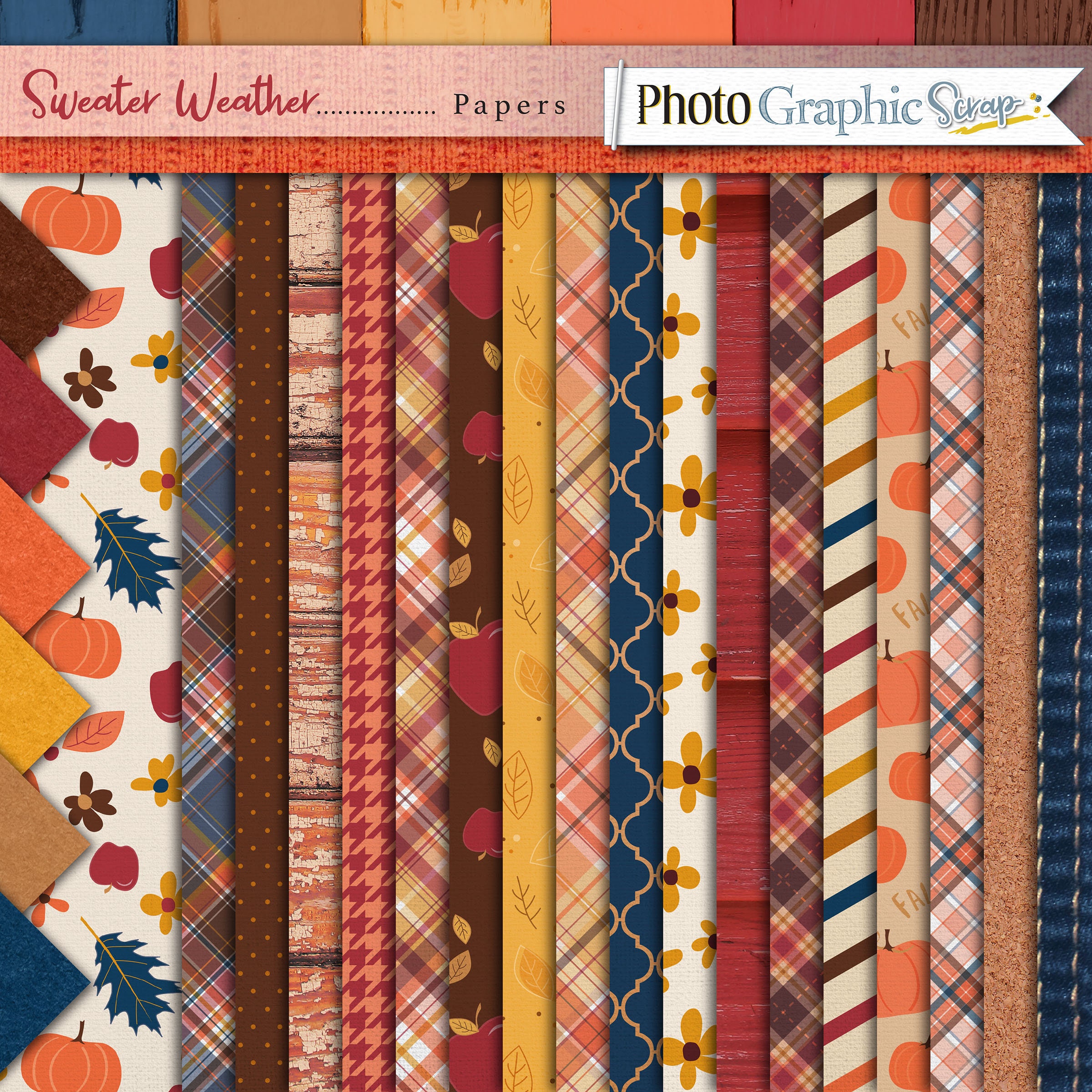 Fall Digital Scrapbook Papers 12x12 Scrapbook Paper - Etsy