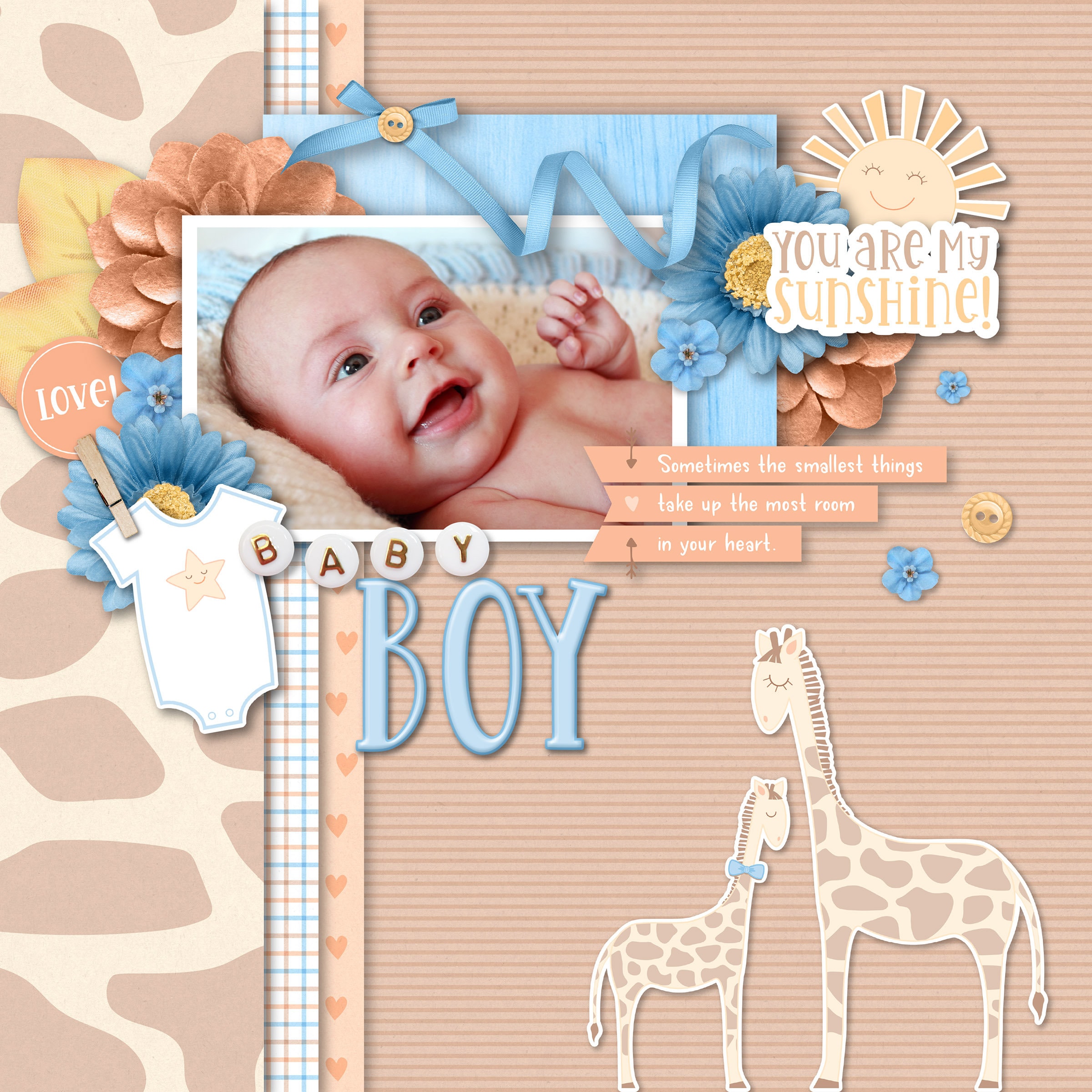 Baby Boy Digital Scrapbook Elements, Newborn Clipart. - Etsy UK