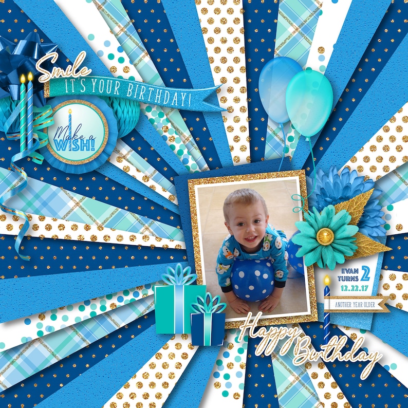 Birthday Digital Scrapbook Elements, Birthday Graphics. - Etsy