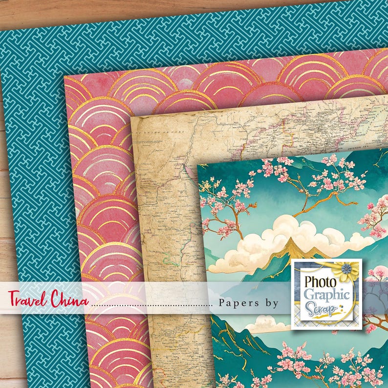 China Travel Digital Scrapbook, Printable Papers, Pattern Papers - Etsy