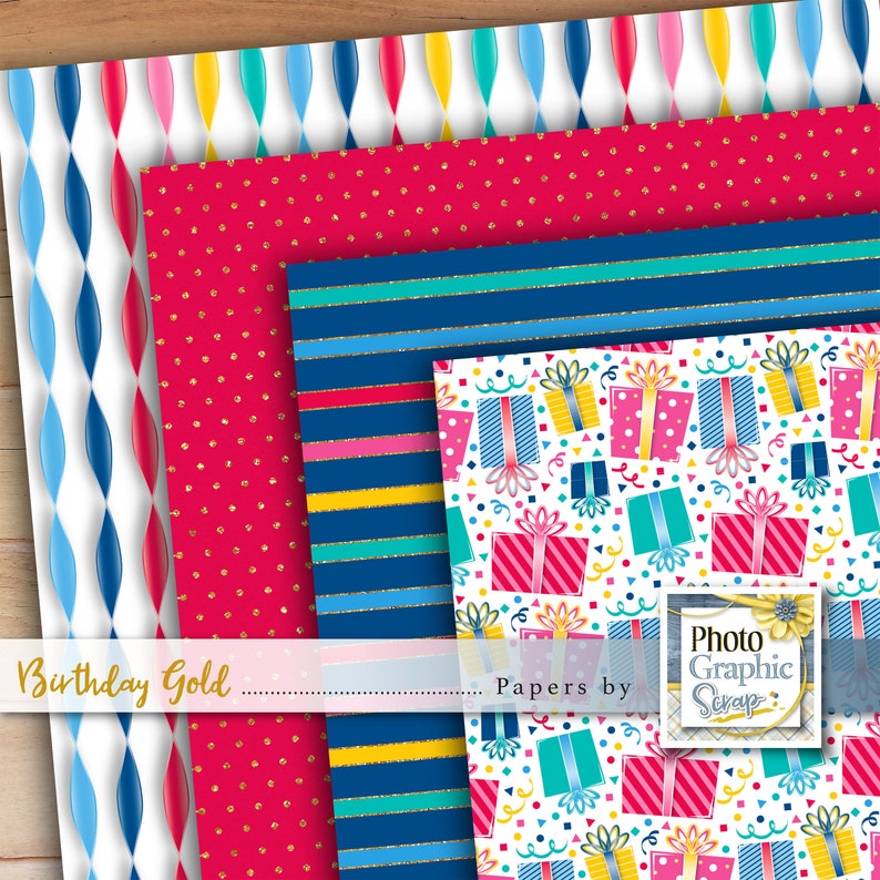 Birthday Digital Scrapbook Papers, Printable Papers, Pattern Papers. - Etsy