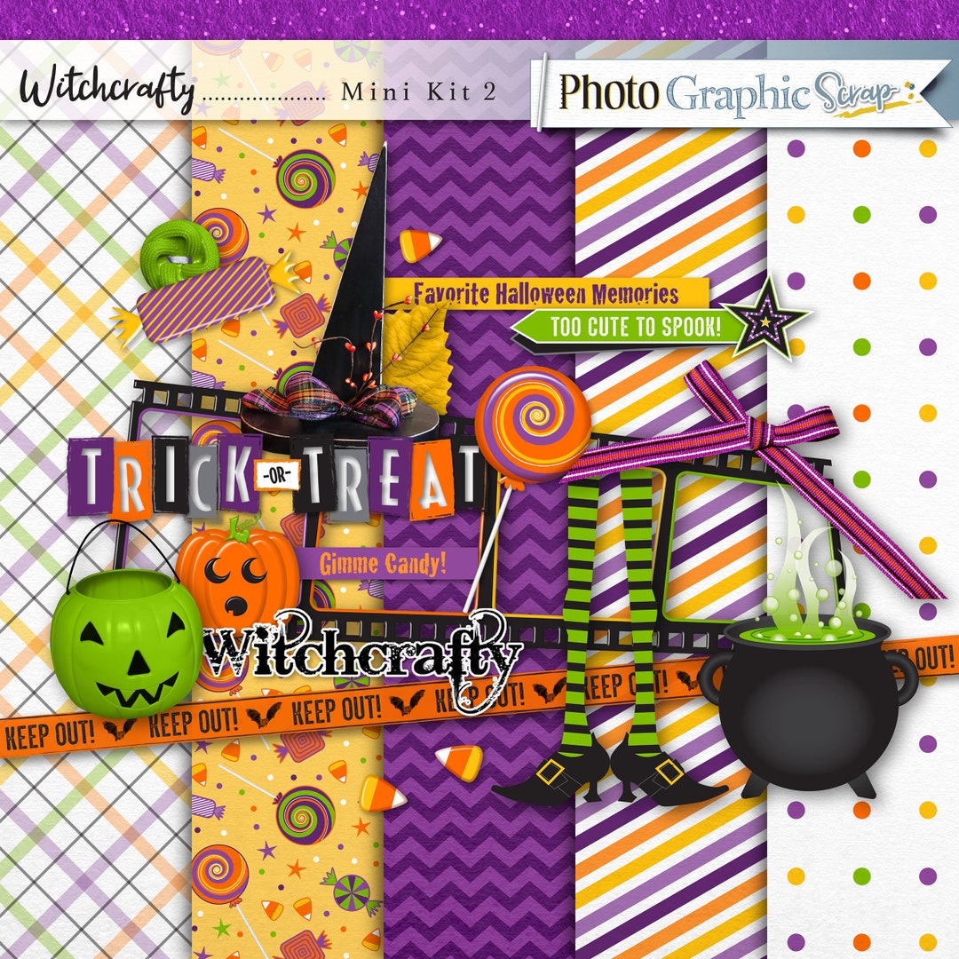 Halloween Digital Scrapbook Mini Kit, Halloween Scrapbook Elements ...