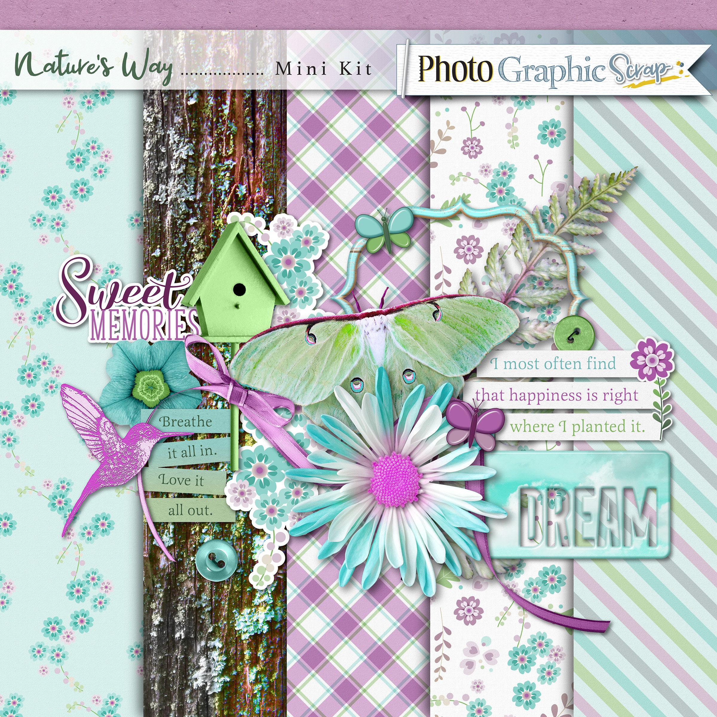 Nature Digital Scrapbook Mini Kit, Nature Scrapbook Elements, Nature ...