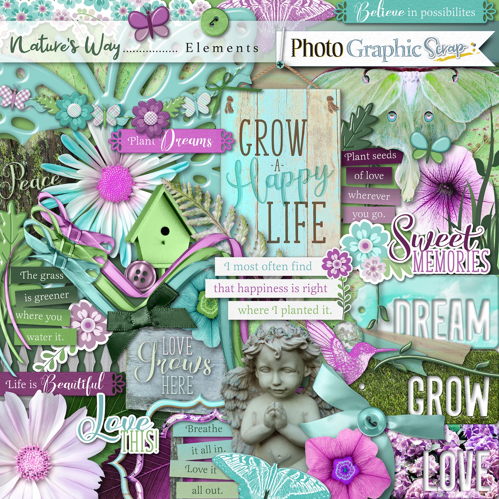 Nature Digital Scrapbook Elements, Nature Clipart. - Etsy