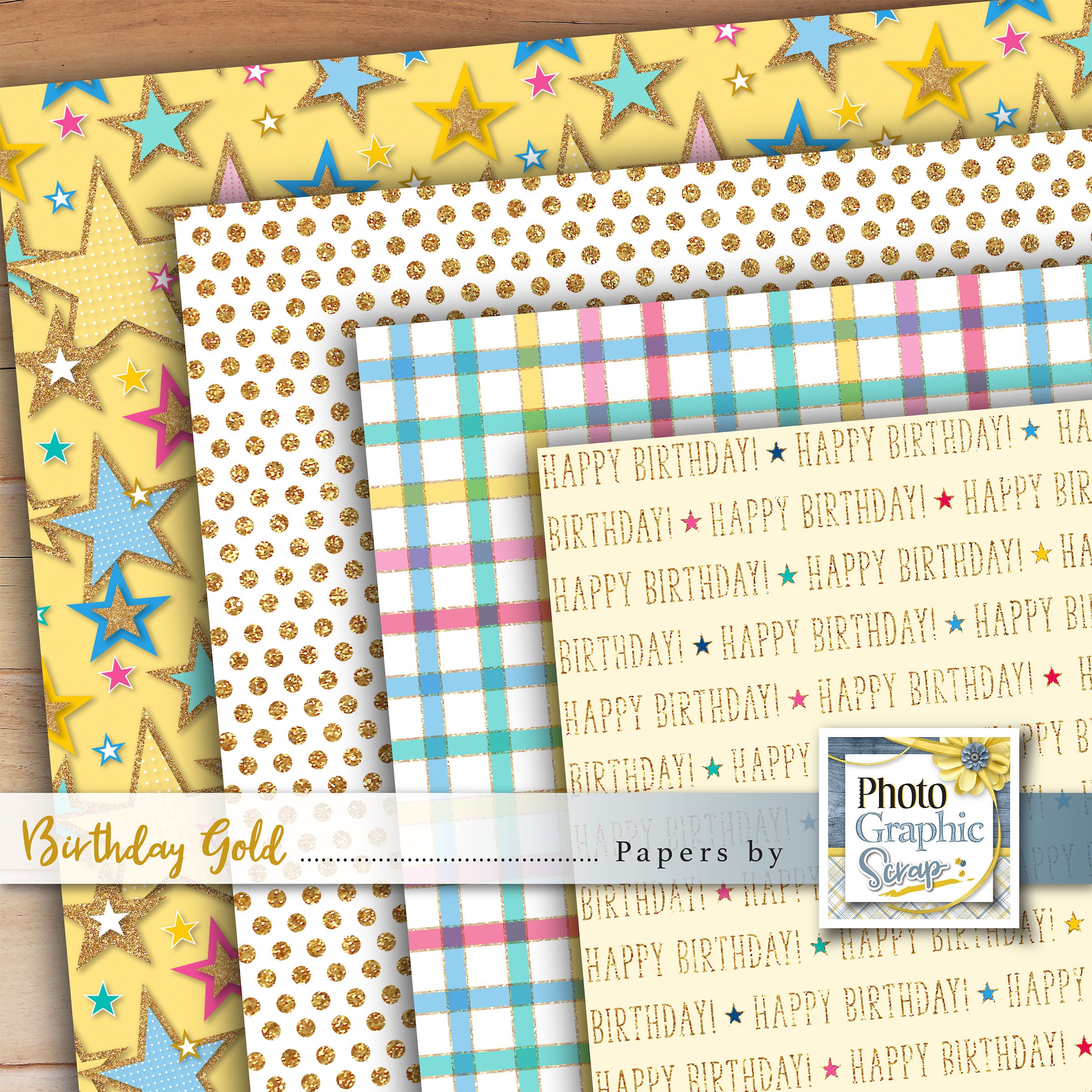 Birthday Digital Scrapbook Papers, Printable Papers, Pattern Papers. - Etsy