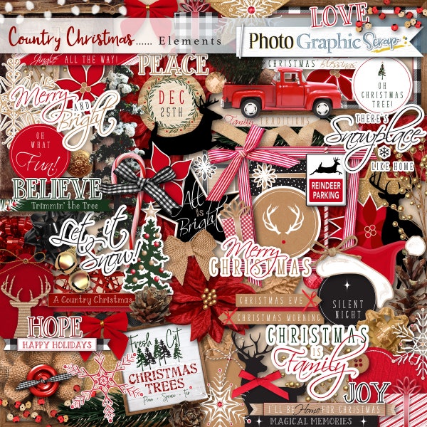 Christmas Digital Paper - Etsy