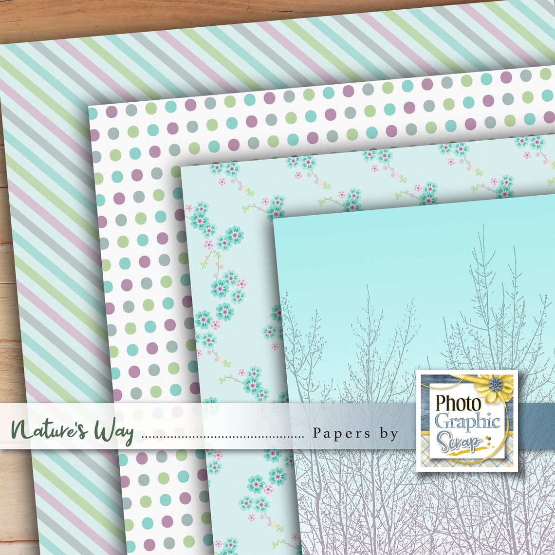 Nature Digital Scrapbook Papers, Printable Papers, Pattern Papers. - Etsy