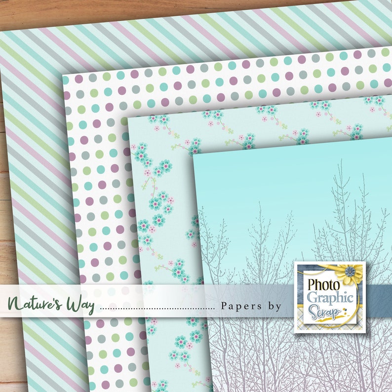 Nature Digital Scrapbook Papers, Printable Papers, Pattern Papers. - Etsy