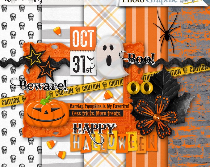 Halloween Digital Scrapbook Elements, Halloween Clipart. - Etsy Canada