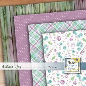 Nature Digital Scrapbook Papers, Printable Papers, Pattern Papers. - Etsy