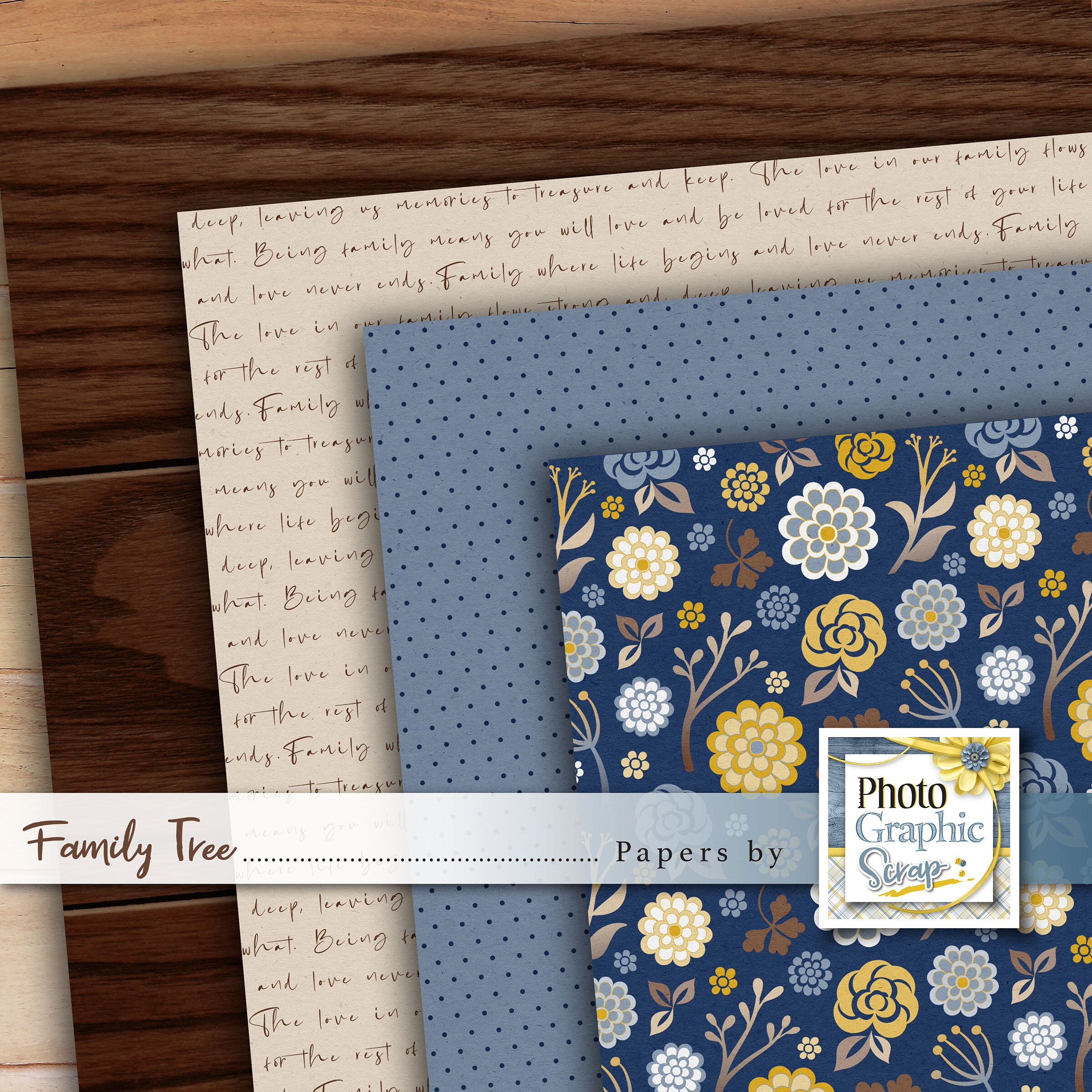 Family Tree Digital Scrapbook Papers, Printable Papers, Pattern Papers ...