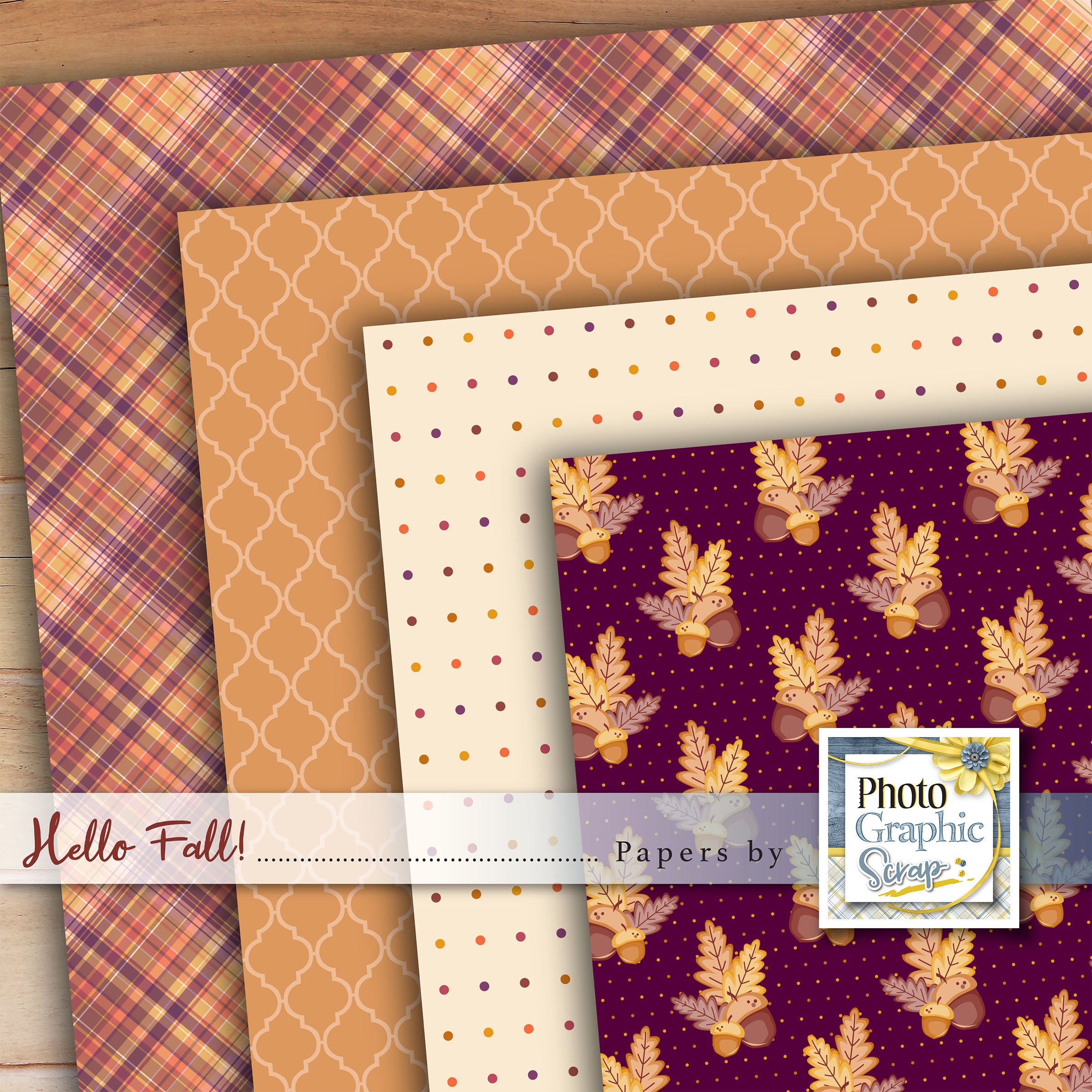 Woodland Fall Digital Scrapbook Papers, 12x12 Scrapbook, Paper ...