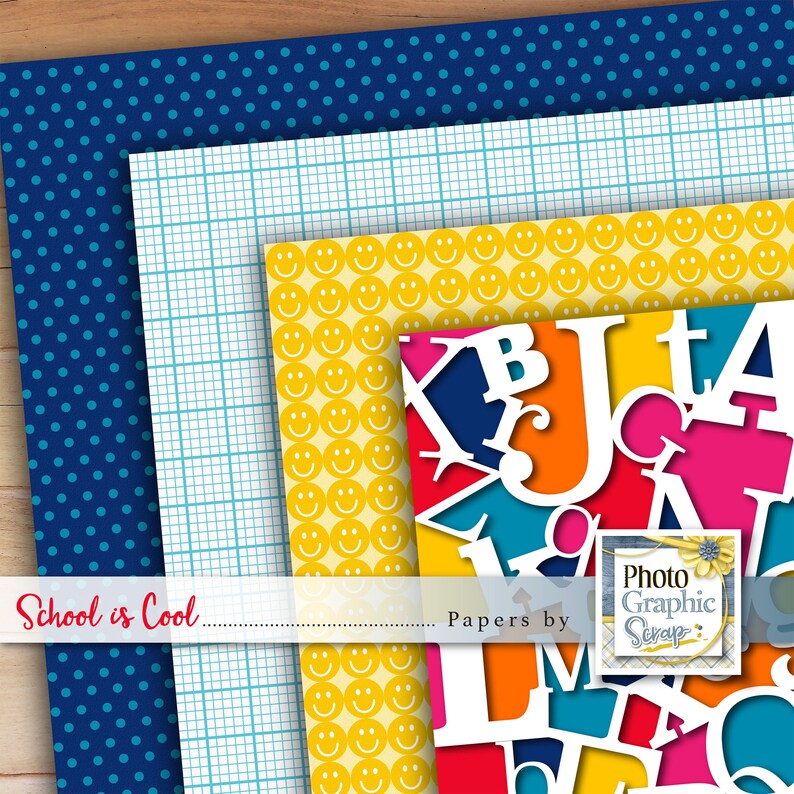 School Digital Scrapbook Papers, Printable Papers, Pattern Papers. - Etsy