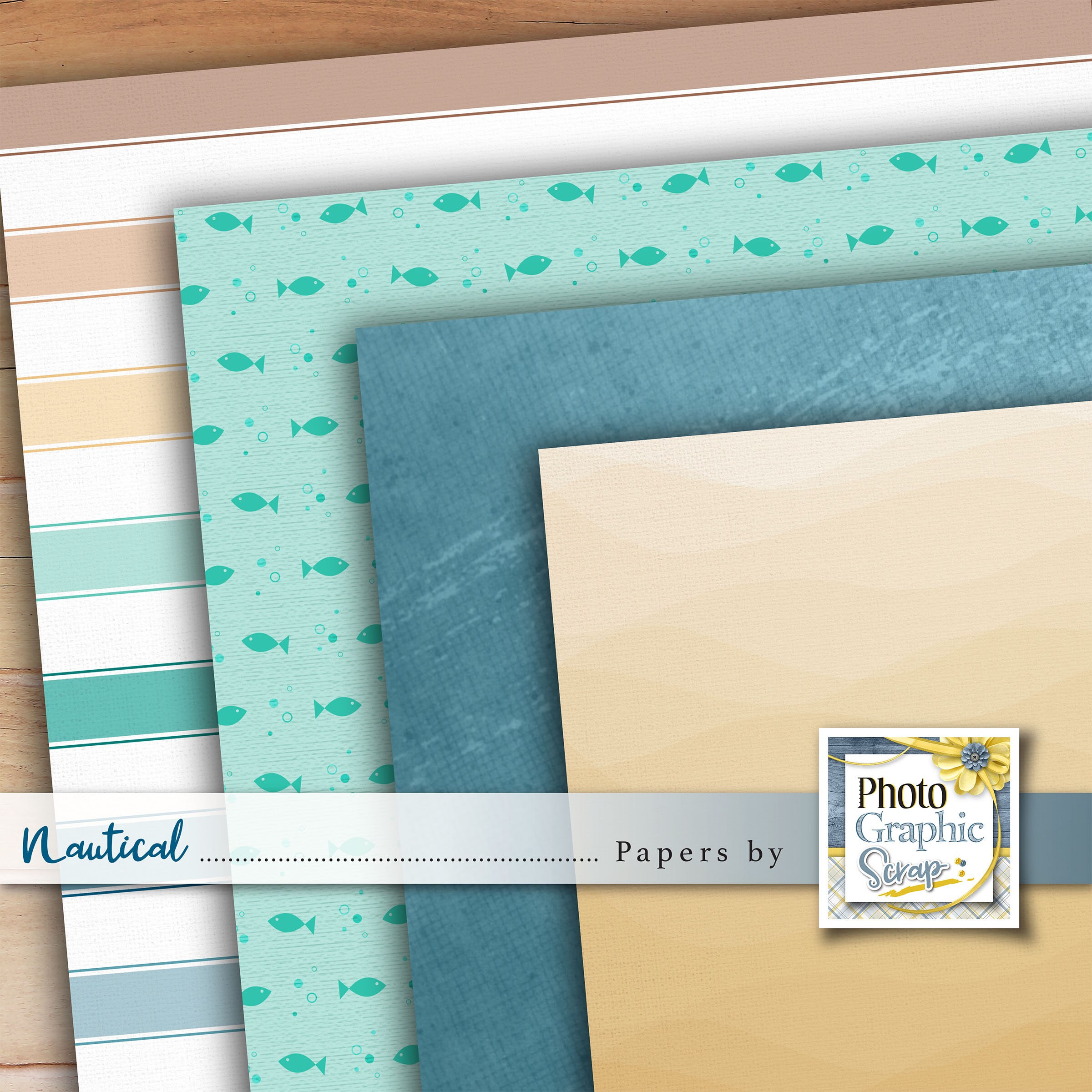 Nautical Digital Scrapbook Papers Beach Papers Printable - Etsy