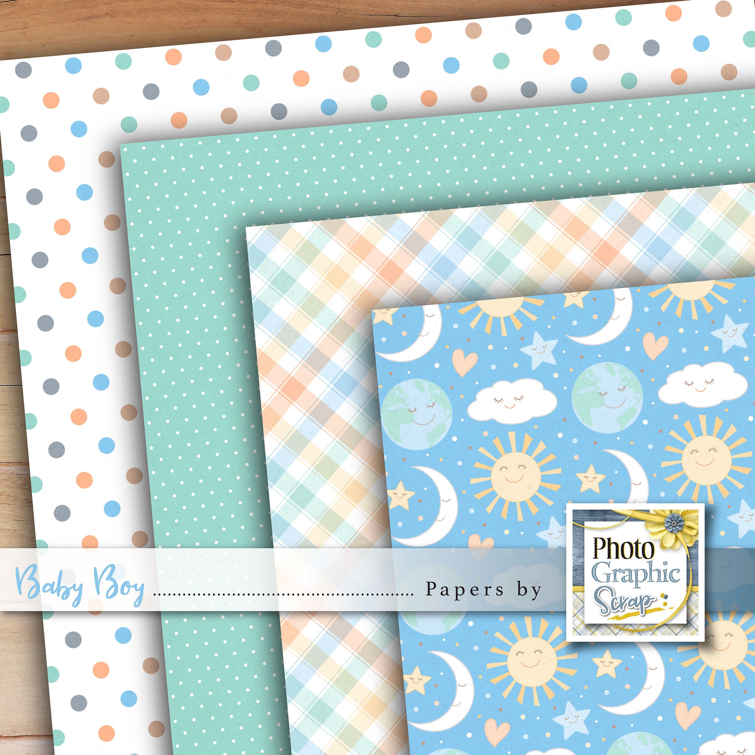 Baby Boy Digital Scrapbook Papers Printable Papers Pattern - Etsy