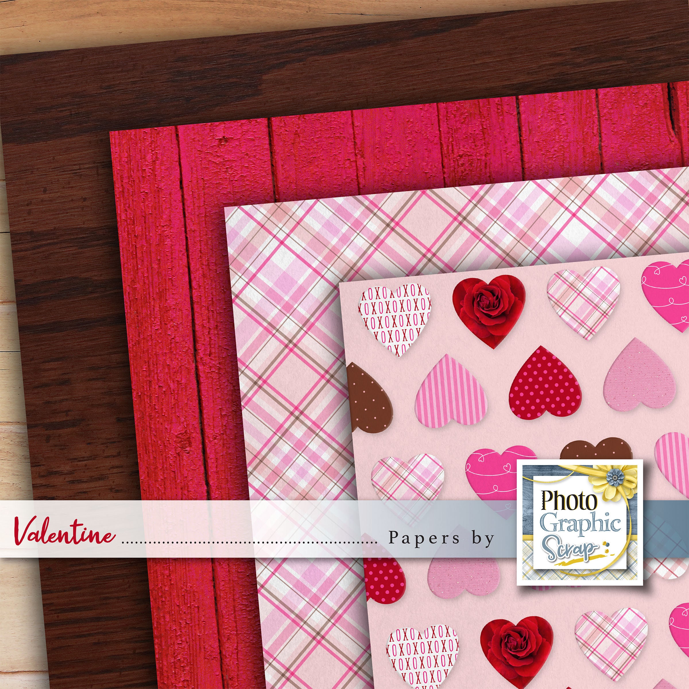 Valentine Digital Scrapbook Papers, Printable Papers, Pattern Papers ...