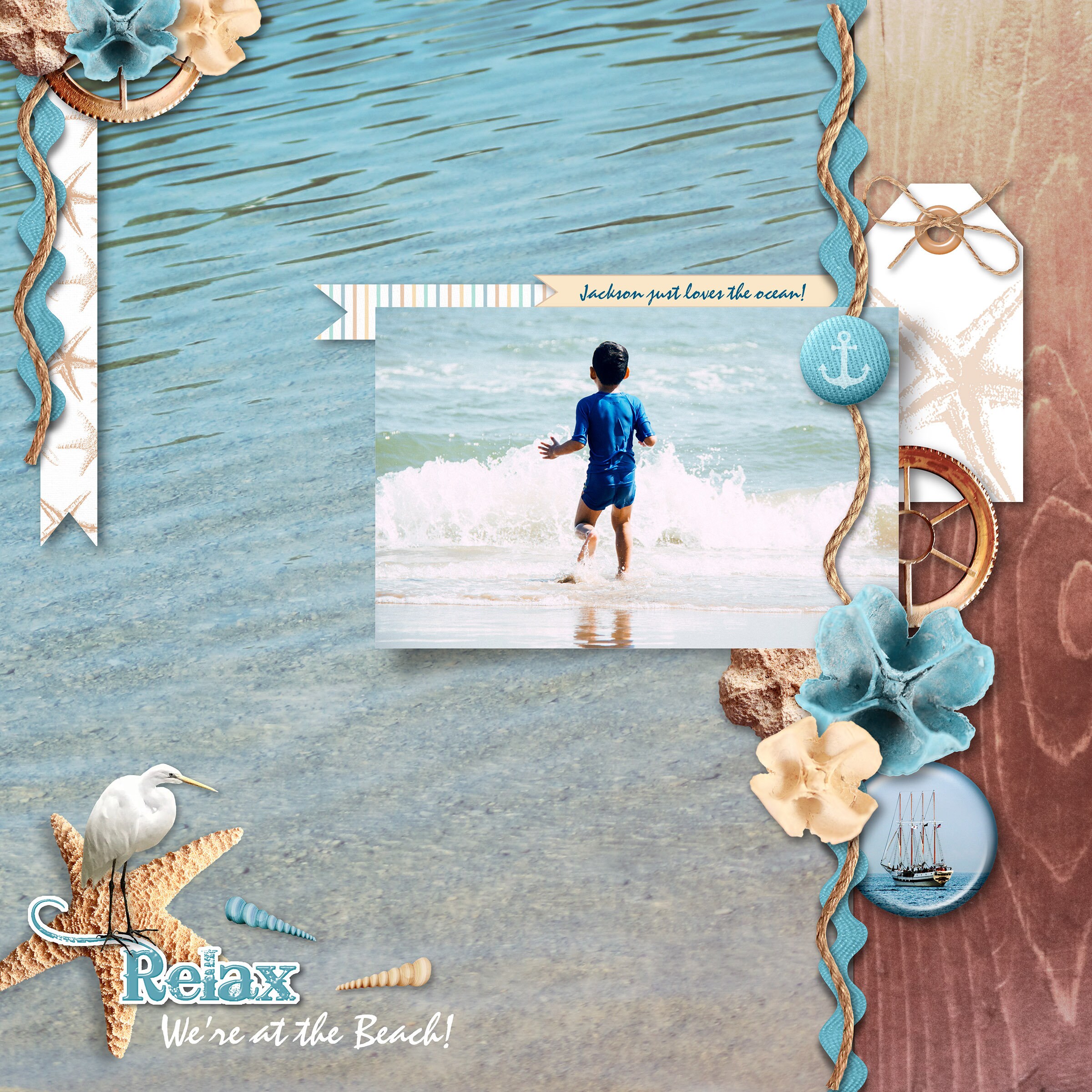 Nautical Digital Scrapbook Mini Kit, Nautical Scrapbook Elements ...