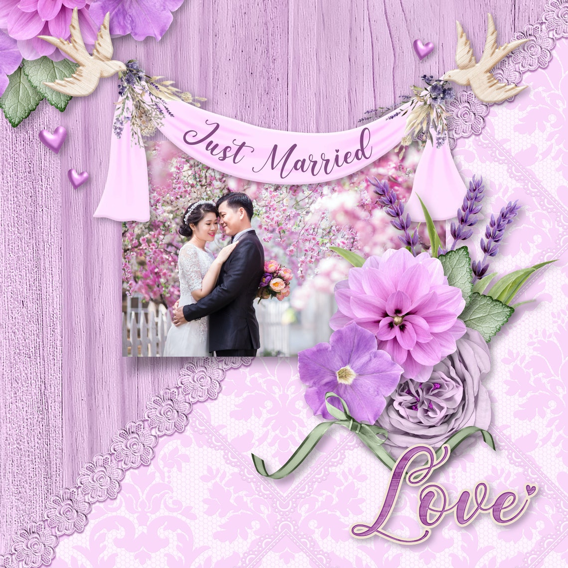 Rustic Wedding Scrapbook Elements, Wedding Theme Elements, Digital ...