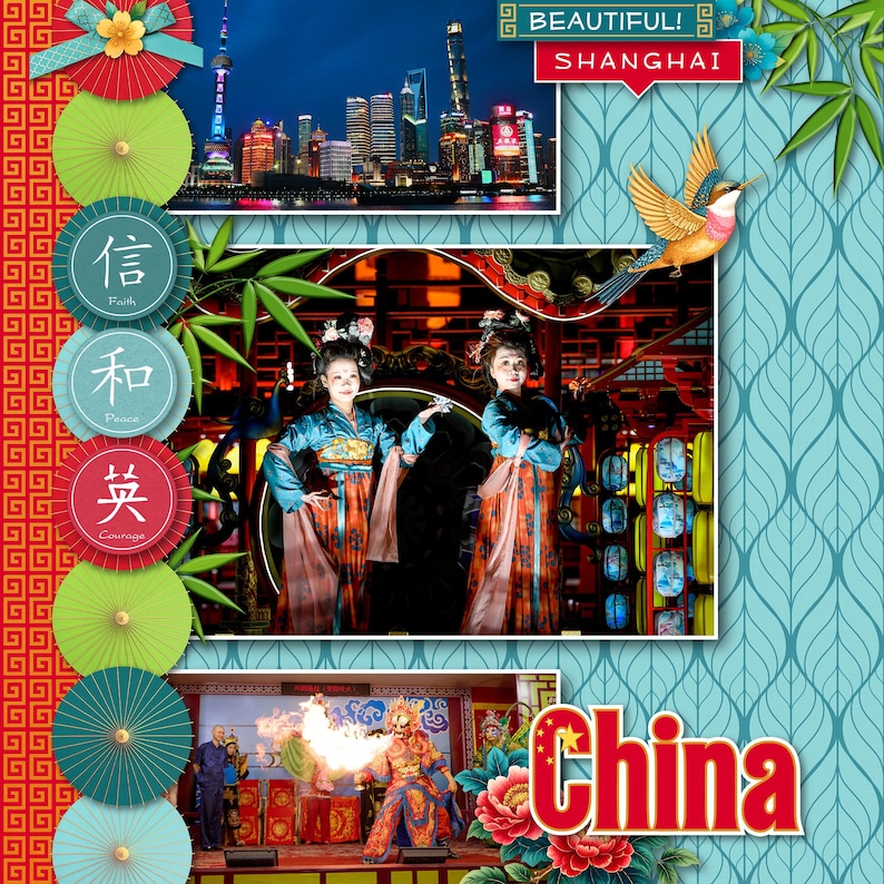 China Travel Scrapbook Kit, Digital Clipart, Scrapbook Elements - Etsy