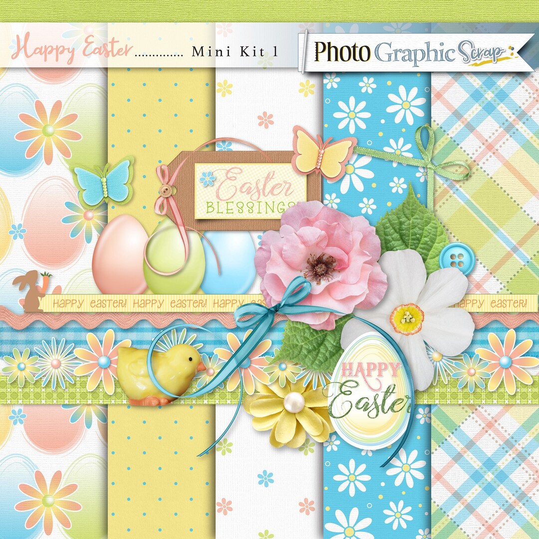 Easter Digital Scrapbook Mini Kit, Easter Scrapbook Elements, Easter ...
