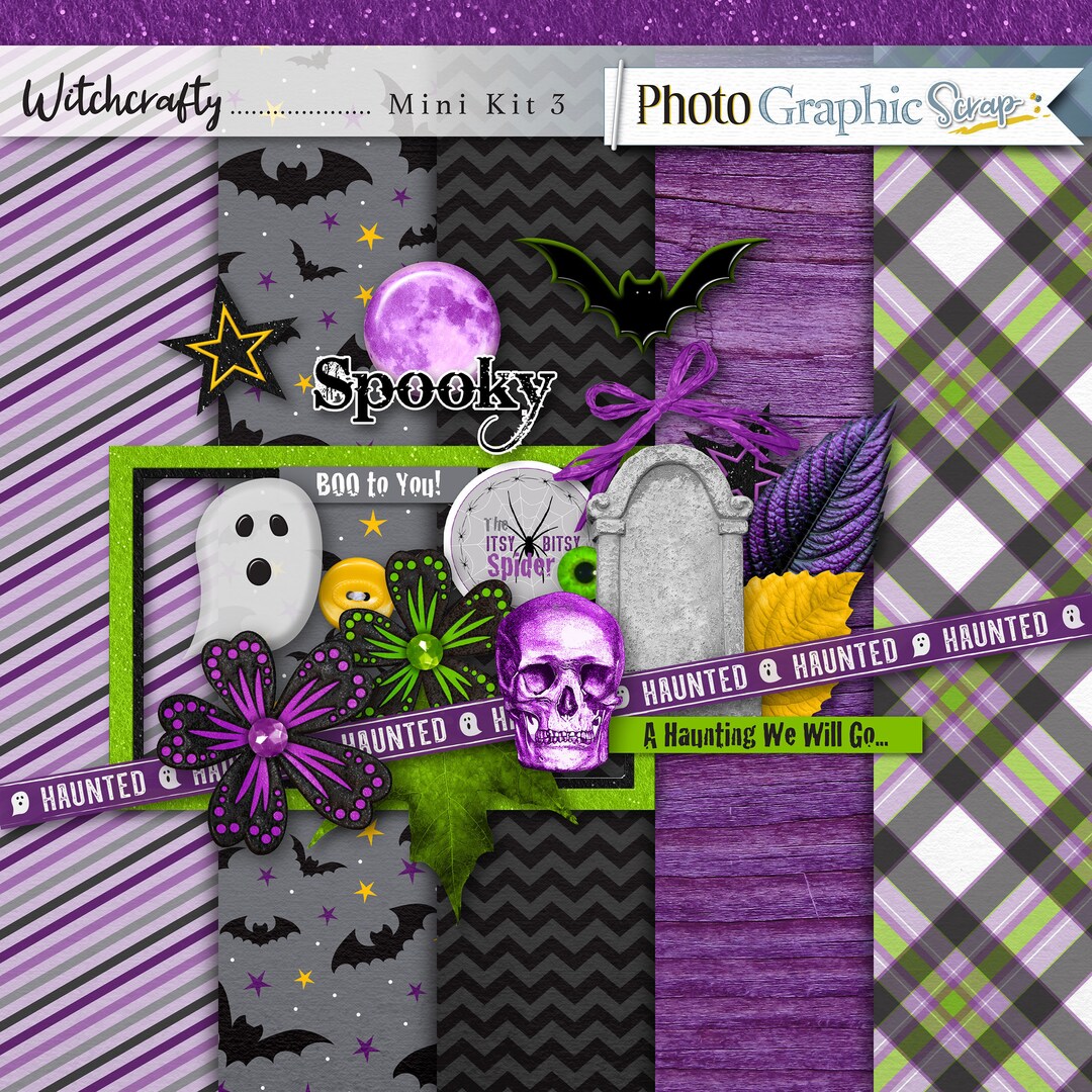 Halloween Digital Scrapbook Mini Kit, Halloween Scrapbook Elements ...