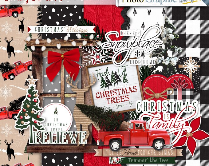 Christmas Clip Art, Christmas Digital Scrapbook Kit, Digital Paper ...