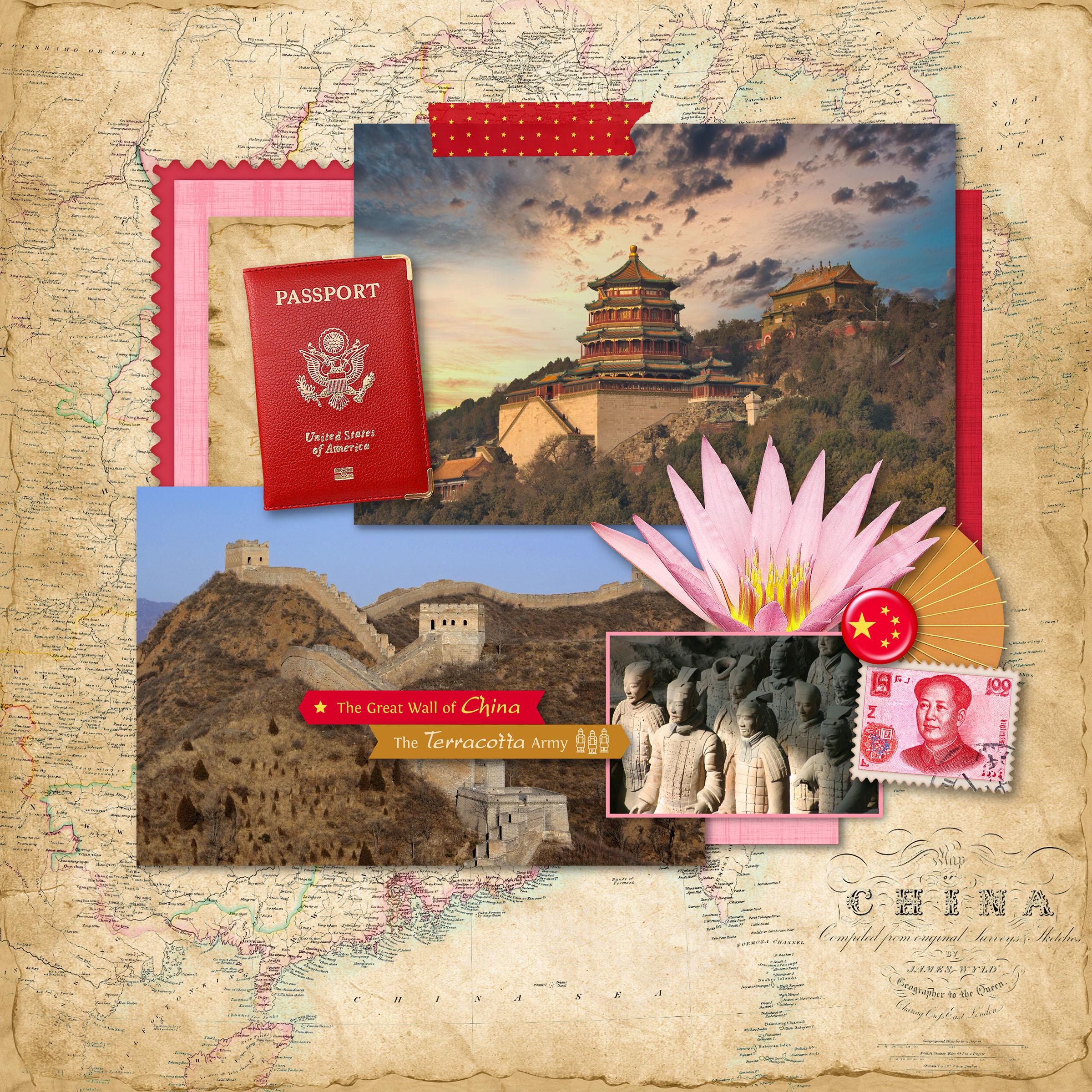 China Travel Scrapbook Kit, Digital Clipart, Scrapbook Elements - Etsy