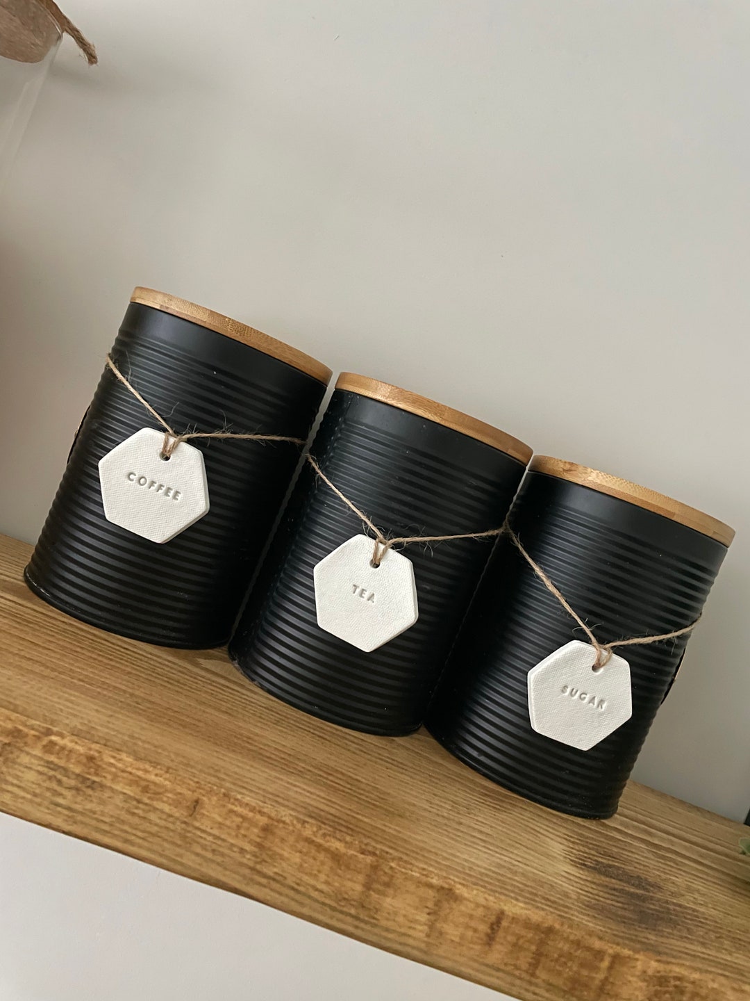 Set of Personalised Jar Tags | Clay Tags | Tea Coffee Tags | Kitchen ...