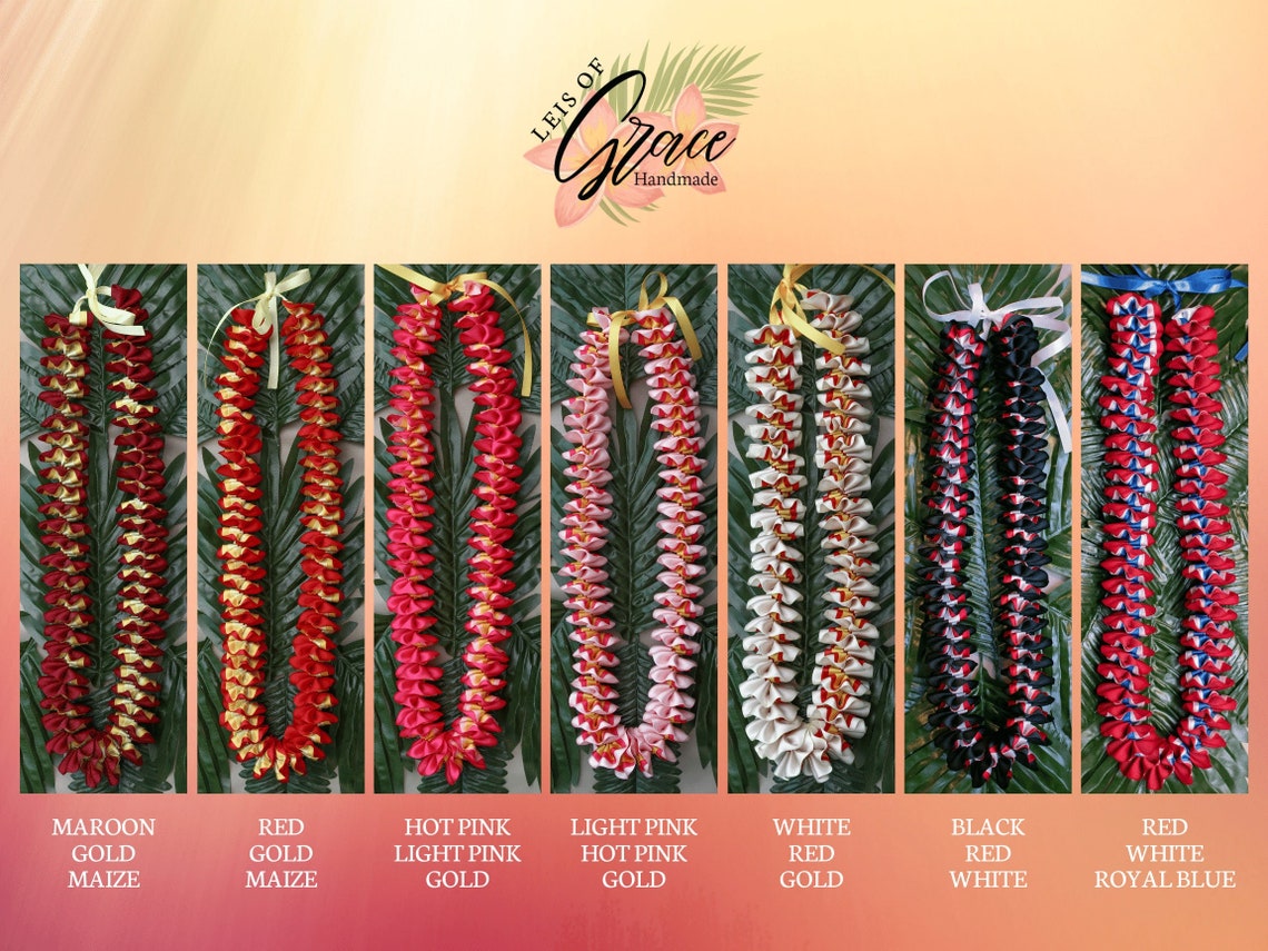 Handmade Ribbon Leis Red and Pink Variations scroll Below - Etsy