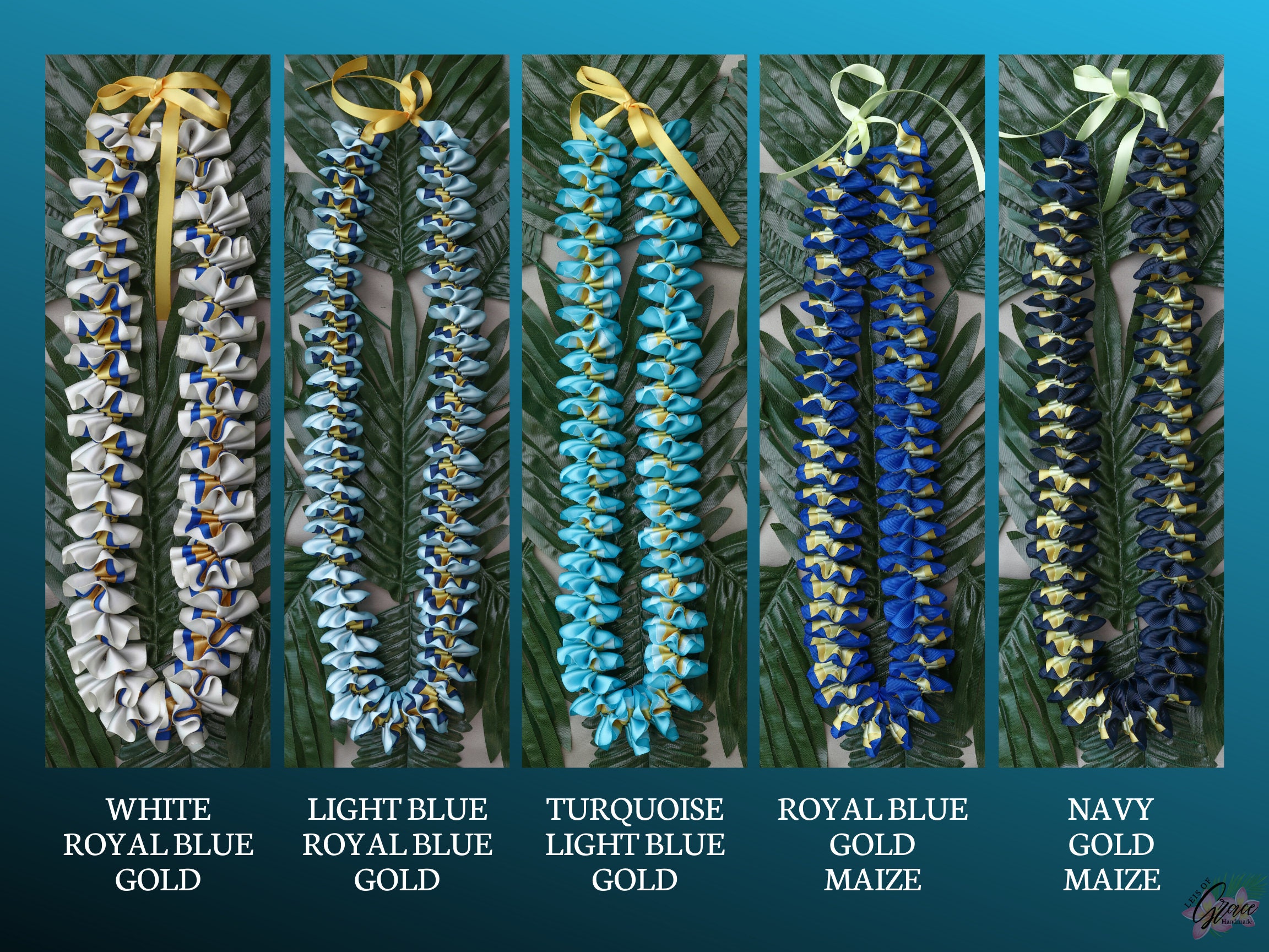 Handmade Ribbon Leis Blue Variations Scroll below for other | Etsy