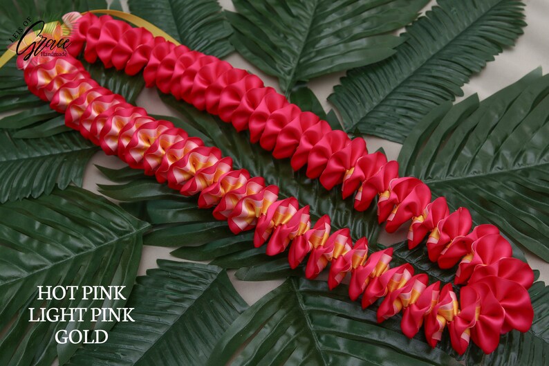Handmade Ribbon Leis Red and Pink Variations scroll Below - Etsy