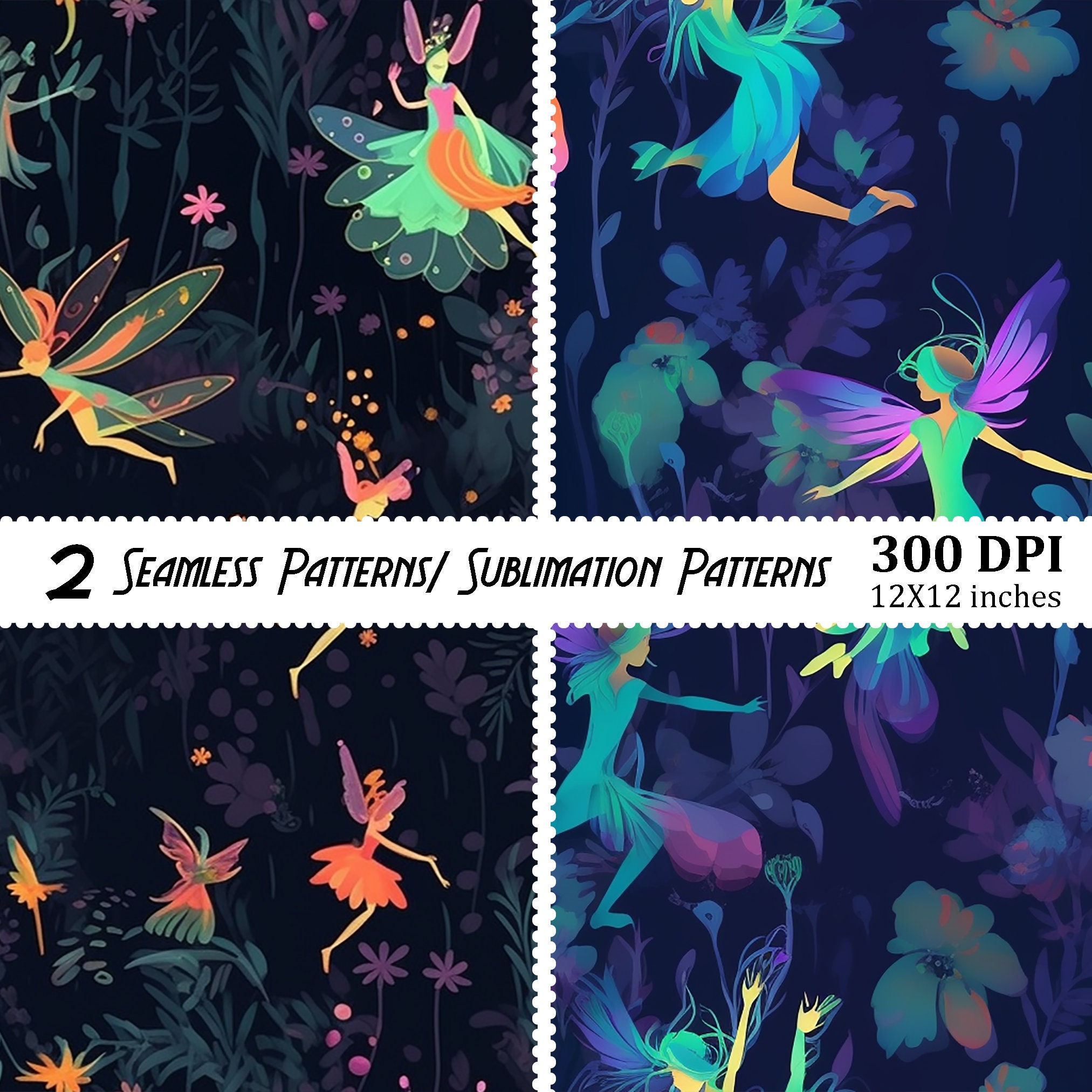 Seamless Mystical Fairy Fantasy Digital Pattern, Instant Download, JPEG ...