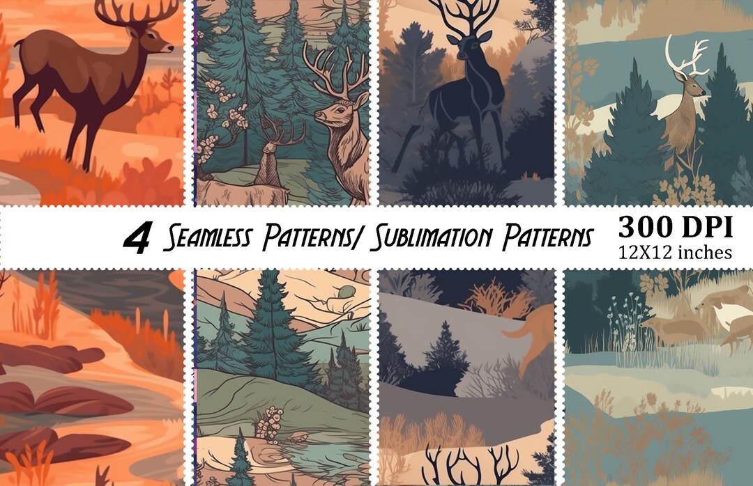 Seamless Deer/wilderness Digital Pattern, Instant Download, JPEG, 300 ...